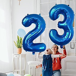 XLOOD Number 10 Balloons 32 inch Digital Balloon Alphabet 10 Birthday Balloons Digit 10 Helium Balloons Big Balloons for Birthday Party Supplies Wedding Bachelorette Bridal Shower, Blue Number 10th