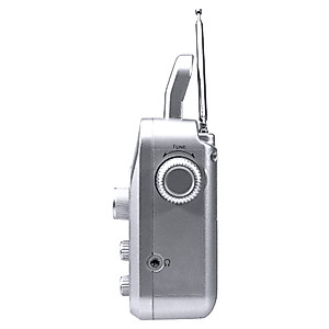 Retekess TR604 AM FM Radio Portable Transistor Analog Radio with 3.5mm Earphone Jack Battery Operated Boombox by 3 D Cell Batteries or AC Power (Silver, AM FM)
