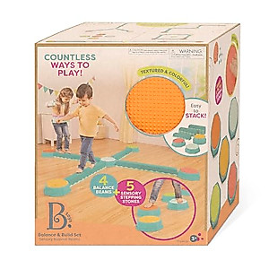 B. Toys – Balance Beam for Kids – Interlocking Balancing Beams – 5 Sensory Pads & 8 Beams – Active Play for Toddlers, Kids – 3 Years + – Balance & Build Set