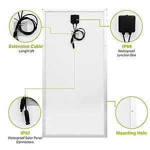 Newpowa 9BB 200W 24V Monocrystalline 200 Watt 24Volt Solar Panel Designed for 24V Charge System Off Grid, High Efficiency Mono Module RV Marine Boat Off Grid