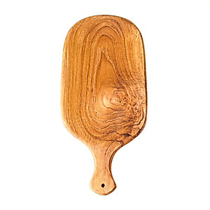 Rainforest Bowls 6"x5" Curved Edge Rectangular Javanese Teak Wood Cutting Board w/Handle- Ultra-Durable, Heavy Duty, Lasts Years w/Daily Use- Premium Style Handcrafted by Indonesian Artisans