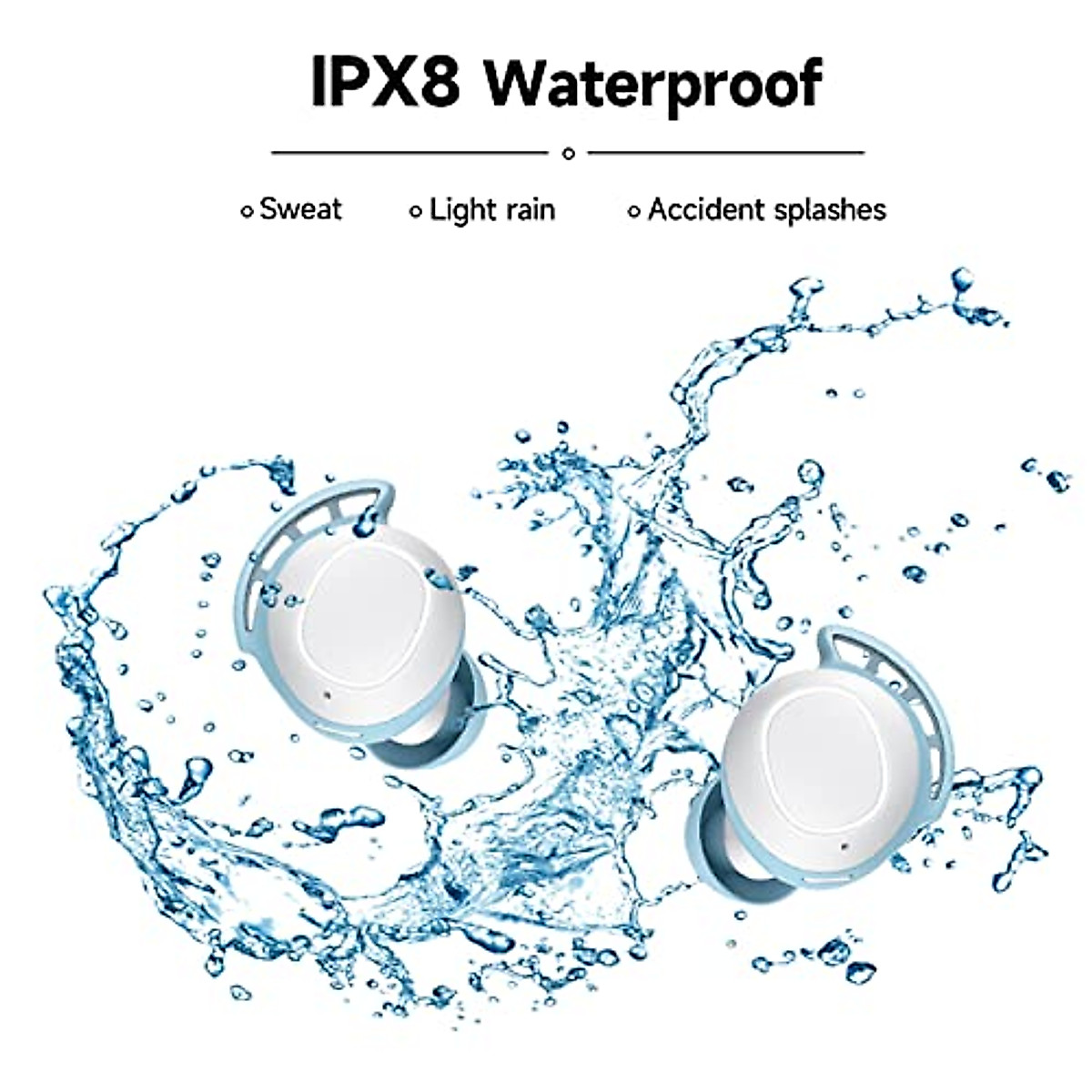 taopod Wireless Headphones, Bluetooth Earphones with LED Display, 42H Playtime, IPX7 Waterproof, Mini Earbud with Deep Bass, Bluetooth 5.3 Earphones for Sports Running Workout