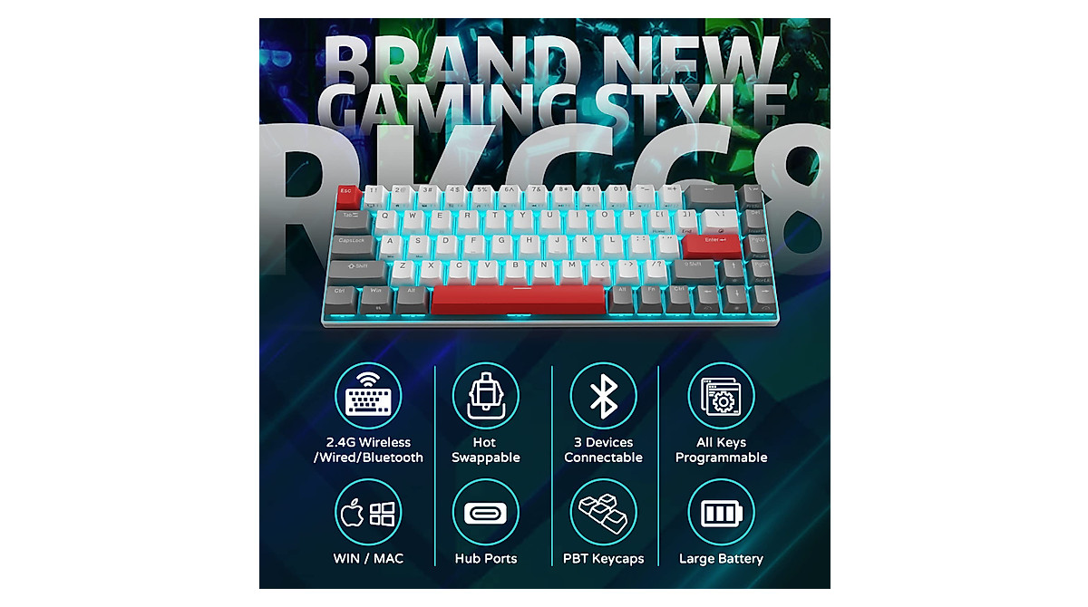 RK ROYAL KLUDGE RK G68 65% Wireless Mechanical Keyboard, Bluetooth5.1/2 ...