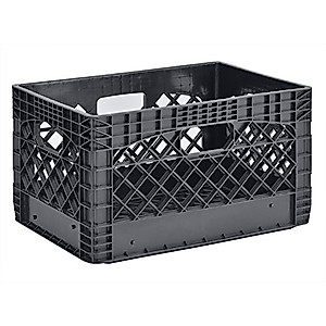 Juggernaut Storage 24 Quart 3 Pack Black Heavy Duty Rectangular Stackable Dairy Milk Crates, 11" Height, 19" Width
