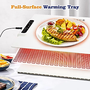 Electric Warming Tray, Food Warming Mat for Parties Buffet, Auto Shut-Off & Child Lock,3 Level Temperature Settings, Portable Foldable Roll Up Heating Pad Daily Use 24x15 Extra Large Sizes(White)
