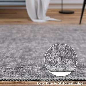 RUGSREAL Small Contemporary Area Rug Modern Solid Indoor Throw Carpe Machine Washable Non-Slip Low-Pile Area Rug for Living Room Bedroom Laundry, 2' x 3' Grey