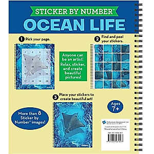Brain Games - Sticker by Number: Ocean Life (Easy - Square Stickers): Create Beautiful Art With Easy to Use Sticker Fun!