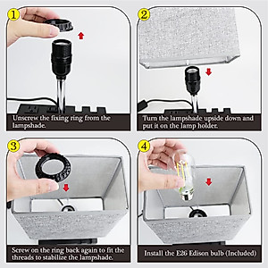 lifeholder Fully Dimmable Table lamp, Lamps with Two Phone Stands and AC Outlet, Bedside Lamp with Two LED Bulb for Bedroom, Living Room,Study(Set of 2) Light Grey