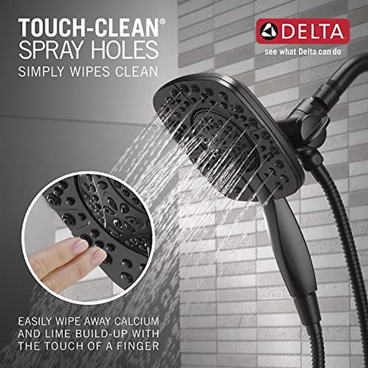 Delta Faucet Ashlyn 17 Series Dual-Handle Delta Shower Trim Kit with In2ition 2-in-1 Shower Head with Handheld Spray, Matte Black Shower Fixture, Matte Black T17264-BL-I (Valve Not Included)
