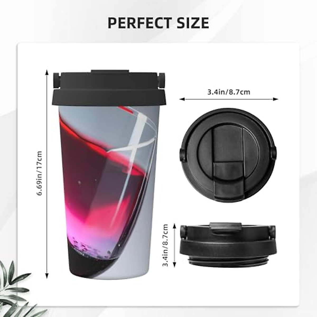 WANGXUEE Red Wine Bottle Glass Print 500ml Stainless Steel Travel Tumbler Double Wall Vacuum Insulated Coffee Mug