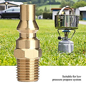 Seihao 1Pcs Propane Quick Connect Fitting Adapter 1/4 Inch Male NPT Thread with Full Flow Male Plug 100% Brass for RV BBQ
