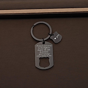 Police Officer Gift Protect And Serve Be Safe And Come Home To Me Keychain Cop Gift For husband Police Graduation Gift (Protect Serve-black Key)