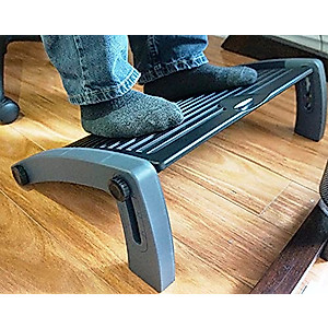 Max Smart Footrest Under Desk - Adjustable Foot Rest - Ergonomic Foot Stool with 4 Tilt Locked Angles, No Rocking, Premium Quality for Home, Office, Standing Desk (Black/Gray)