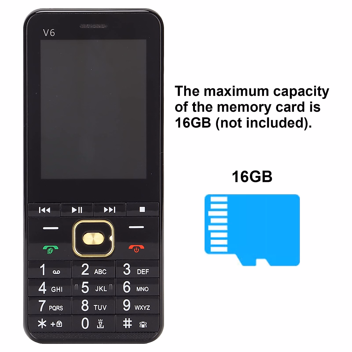 PUSOKEI V6 2G GSM Unlocked Cell Phone,2000mAh battery Long Standby Seniors Cell Phone,2.8in HD Screen Four Cards Four Standbys Cellphone for Elderly and Kids(black)