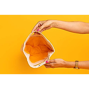 Organic Cotton Canvas Lunch Bag - Sturdy Cotton Cloth Lunch Bag - Reusable and Machine Washable Canvas Lunch Tote - Canvas Lunch Sack for Men, Women and Kids - Premium Quality, Double Stitched (White)