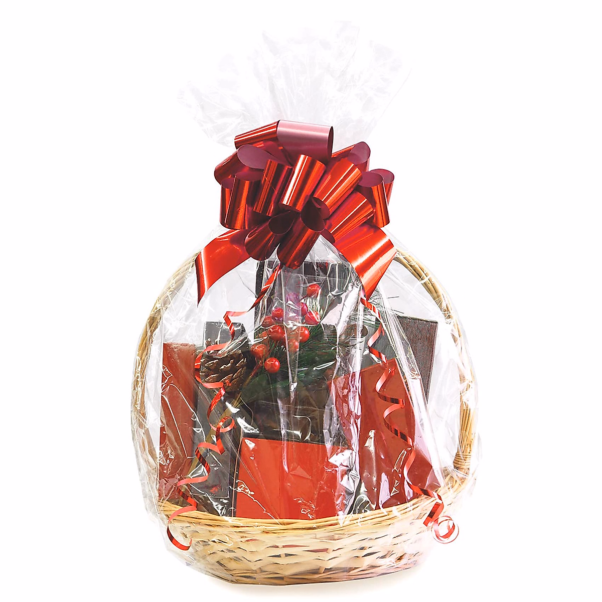 Morepack Large Cellophane Bags for Gift basket 30x30 Inches Clear Basket Bags 20 Pieces