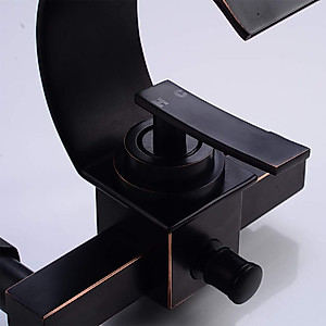 Wovier Oil Rubbed Bronze Waterfall Wall mount Bathtub Faucet,Single Handle Tub & Shower Mixer with Hand Held Shower Set,Black