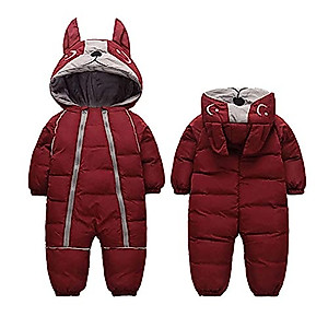 Fairy Baby Infant Baby Snowsuit Toddler One Piece Romper Hooded Jumpsuit Winter Coat Warm Outwear Kids Girls Boy 3T (WineRed)