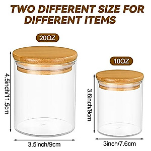 Eccliy 9 Pack Glass Holder Dispenser with Bamboo Lid 20 oz and 10 oz Clear Apothecary Jars Round Cotton Ball Holder Bathroom Canisters for Cotton Swabs Pads Floss Countertop Storage and Organization