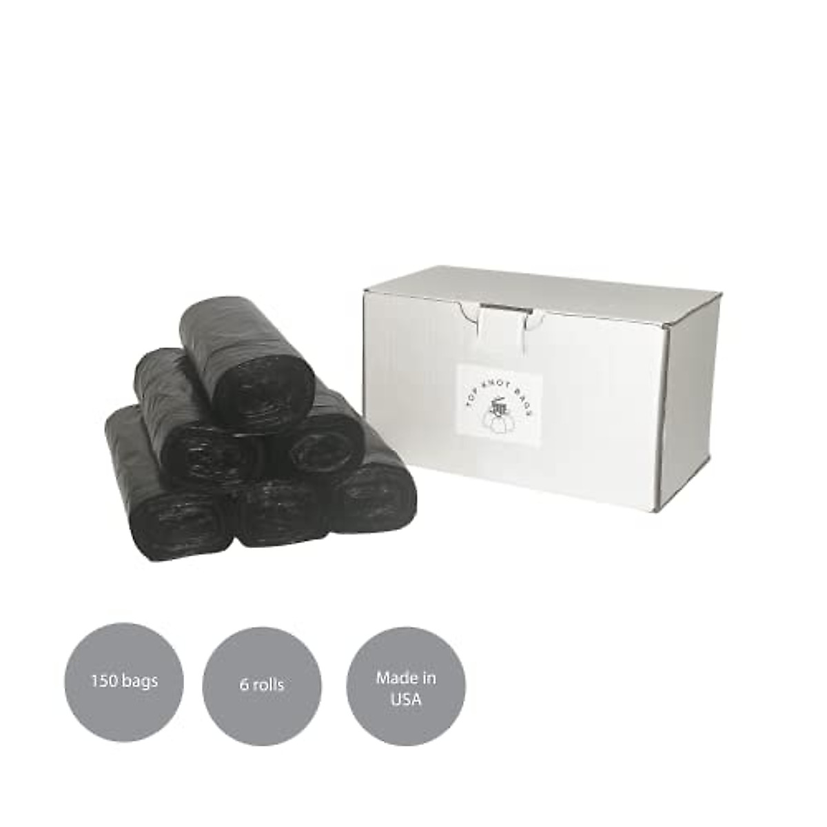 Top Knot Bags 45 Gallon Garbage Trash Bag 40X48" Black 150 Count Can Liner Bulk 40 Gallon 42 Gallon 44 Gallon Made in USA