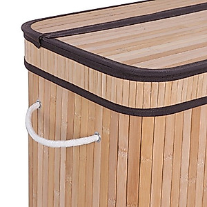 Laundry Basket Bamboo Laundry Hamper 2 Parts for Dirty Clothes Storage