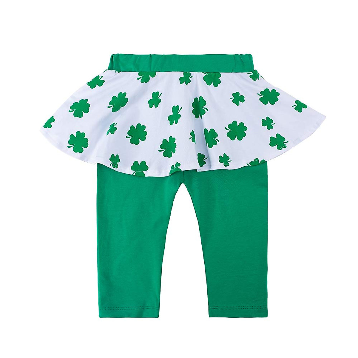 LENSOUS Baby Girls Romper Outfit 1st St Patrick's Day Long Sleeve Clothes Green Skirt Newborn Dress Bodysuit Pants Set (3-6 M)