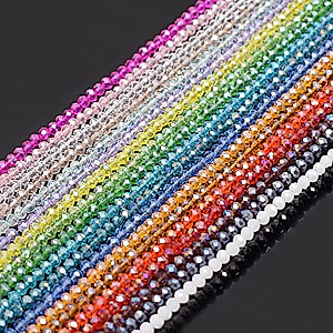 2400pcs 20Colors AB Color Faceted Crystal Glass Beads Wholesale About 4mm Transparent Color Rondelle Crystal Beads Strands Spacer Beads for Jewelry Making DIY Accessories