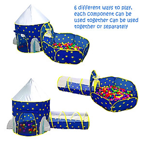 PigPigPen 3pc Kids Play Tent for Boys with Ball Pit, Crawl Tunnel, Princess Tents for Toddlers, Baby Space World Playhouse Toys, Boys Indoor& Outdoor Play House, Perfect Kid’s Gifts