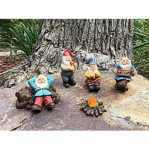 GlitZGlam Happy Gnomes Camp - 6 Piece Garden Gnome Set for The Miniature Fairy Garden