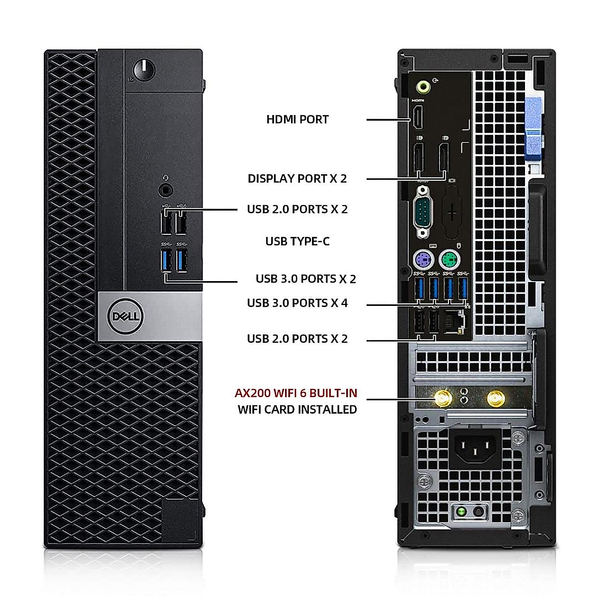 Dell OptiPlex 5050 Desktop Computers PC, 32GB Ram DDR4 512GB M.2 NVMe SSD, AX200 Built-in WiFi 6, Bluetooth 5.2 HDMI, i5-6500 3.2GHz, Dual Monitor Support, RBG Speaker, Refurbished Computer (Renewed)