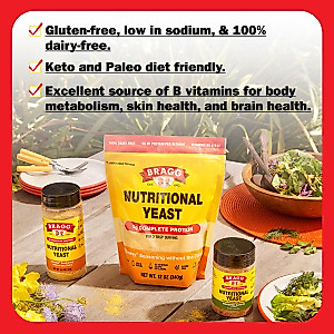 Bragg Nutritional Yeast Roasted Garlic Seasoning - 3 oz - Dairy-Free Parmesan Cheese Substitute - Perfect for Salads, Pastas, Popcorn, and More