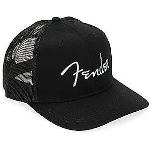 Fender Logo Trucker Hat, Black with Silver Thread
