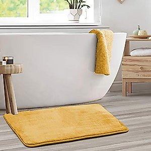 Clara Clark Bath Mat – Memory Foam Bath Mat - Soft Bathroom Rug - Non Slip and Super Absorbent - Fast Drying Machine Washable Bath Mat - Gold - Large Size 20” x 32”