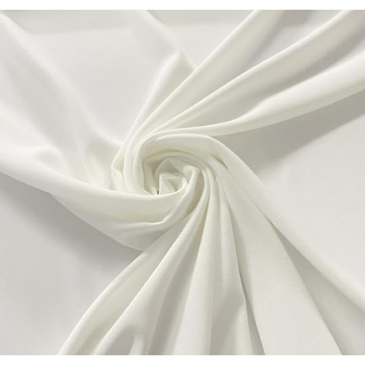 Stretch Crepe Fabric - Versatile Polyester Cloth by The Yard with 2-Way Stretch - Ideal for Dresses, Gowns, Pants, Drapes, and Backdrops - 1 Yard (Off-White)