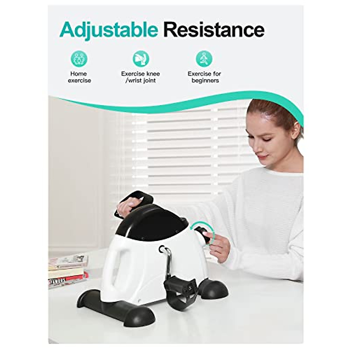 Cyclace Under Desk Bike Pedal Exerciser for Arm/Leg Exercise - Portable Mini Exercise Bike Desk Cycle, Leg Exerciser for Home/Office Workout (VC-White)