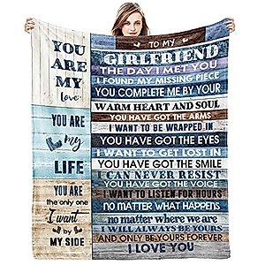 to My Girlfriend Blanket Girlfriend Gifts I Love You Blessing Sweet Sayings Quote Throw Blankets Birthday Gifts for Her Anniversary Soft Blankets for Bed Sofa and Couch 60x50 inch