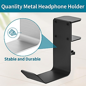 tiebutie Clamp-On Under Desk Headphone Holder/Backpack Hook/PC Gaming Headset Headphone Hanger Mount, Provides a Convenient Place to Hang Headsets or Bags