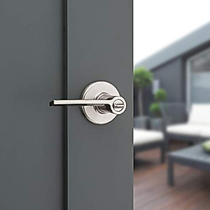 Kwikset Ladera Door Lever Keyed Entry Door Handle , Round Rose in Satin Nickel