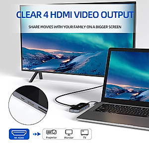 USB C Hub, Docking Station, ALLWAY 8 in 1 USB C Adapter with 4K USB C to HDMI, 60W Power Delivery SD/TF Card Reader 2 USB 3.0 Ports USB C Data Port 3.5mm Audio/Mic for MacBook Pro and HP Dell Laptops