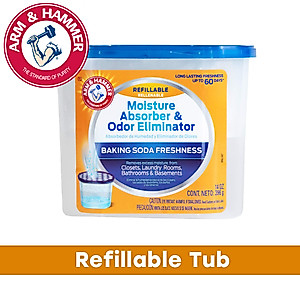 Arm & Hammer Fragrance Free Refillable Moisture Absorber and Odor Eliminator 14 oz. Tub