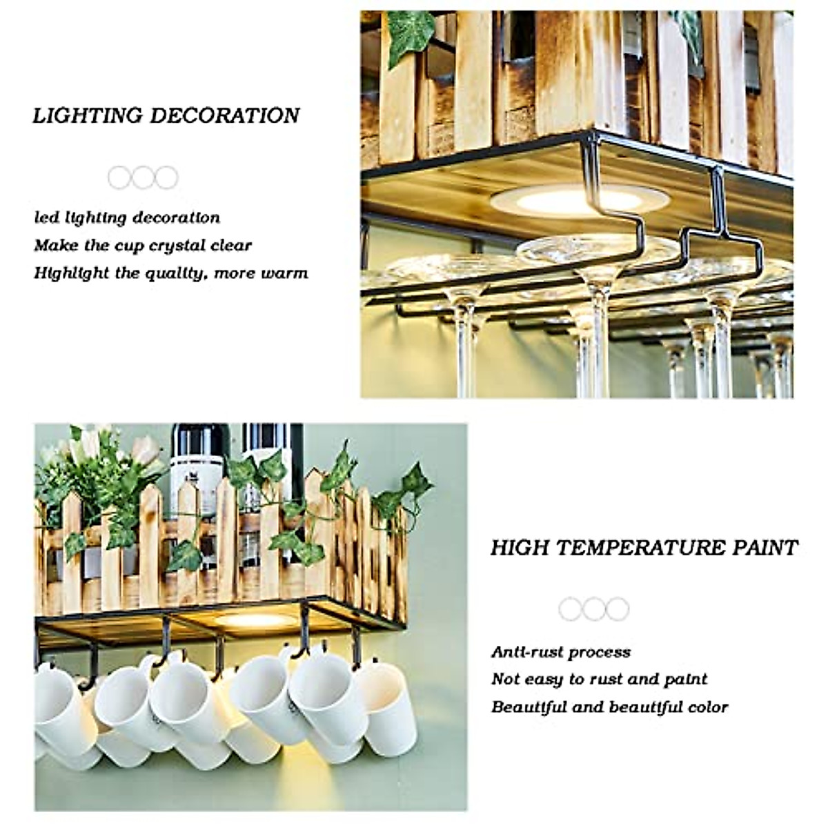 Wall Hanging Rack Hanging Wine Rack, Bar Hanger for Creative Led Lights, Suitable for Home Kitchen Living Room Dining Room Office Bar (Size : 100X25X21CM)