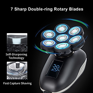 UPTARD 7D Blade Replacement Heads, Shaver Replacement Blades, Head Shavers for Bald Men, Shaver Head Replacement, Stainless Steel Rotary Blades for Electric Head Razor