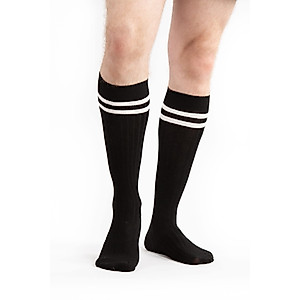 SERICI 4 x Mens Knee High Cotton Striped Socks | Over the Calf Socks | Dress Socks | Size 9-11