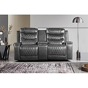 Lexicon Derringer Wall Hugger Manual Double Glider Reclining Loveseat, Gray
