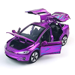 chengchuang Car Model X 1:32 Scale Alloy Diecast Pull Back Electronic Toys with Lights and Sound, Mini Vehicles Toys for Kids Gift Car Lovers Collection (Purple)
