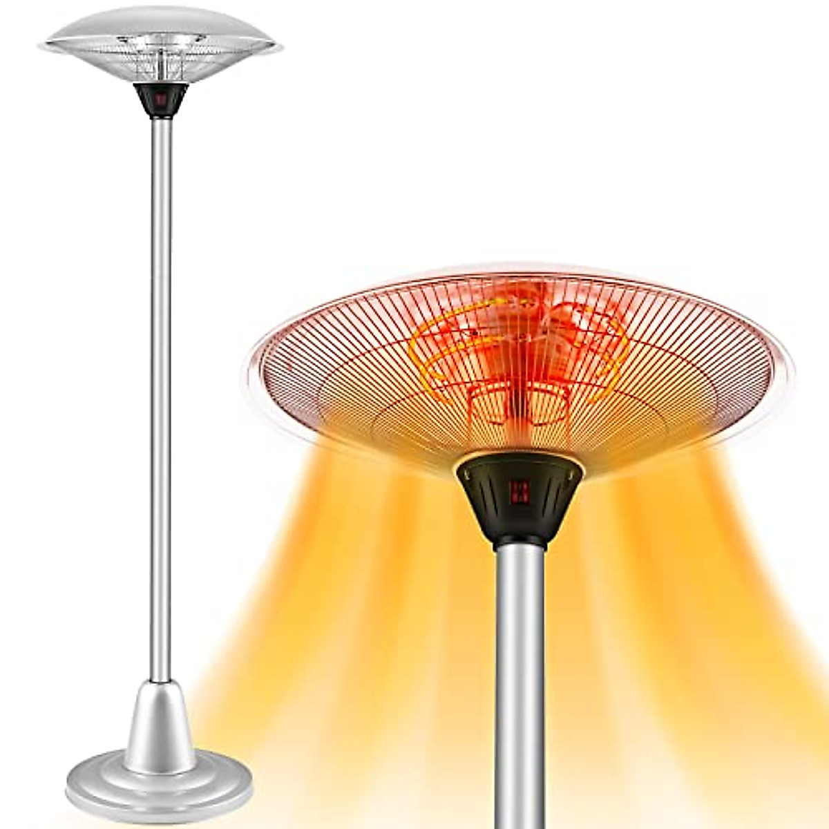 LHRIVER Electric Outdoor Patio Heater, 1500W Freestanding Infrared Heater with 2 Adjustable Switch Mode, Quiet Operation,Dust &Waterproof IP34 750W/1500W, Ideal for garden, Outdoor/Indoor Use