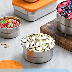 Stainless Steel Containers w/Lids, Set of 5 (3oz, 6oz, 12oz, 20oz, 30oz), Leak-proof Food Storage, Nesting Snack Organizer, Reusable Airtight Lunch Bento Box