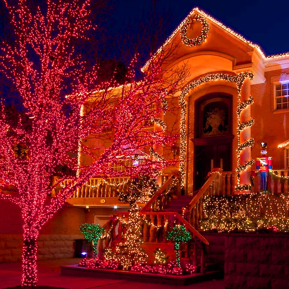 Dazzle Bright 300 LED Christmas String Lights, 100 FT Connectable Waterproof String Lights Green Wire with 8 Modes Christmas Decoration for Indoor Outdoor Party Yard Garden Decor (Red)