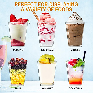 SEANSDA 5oz Plastic Dessert Cups with Lids and Spoons, Clear Yogurt Parfait Cups with Lids, Mini Dessert Cups with Spoons, Small Square Appetizer Cups for Fruit Party Pudding Shooter - 20 Pack