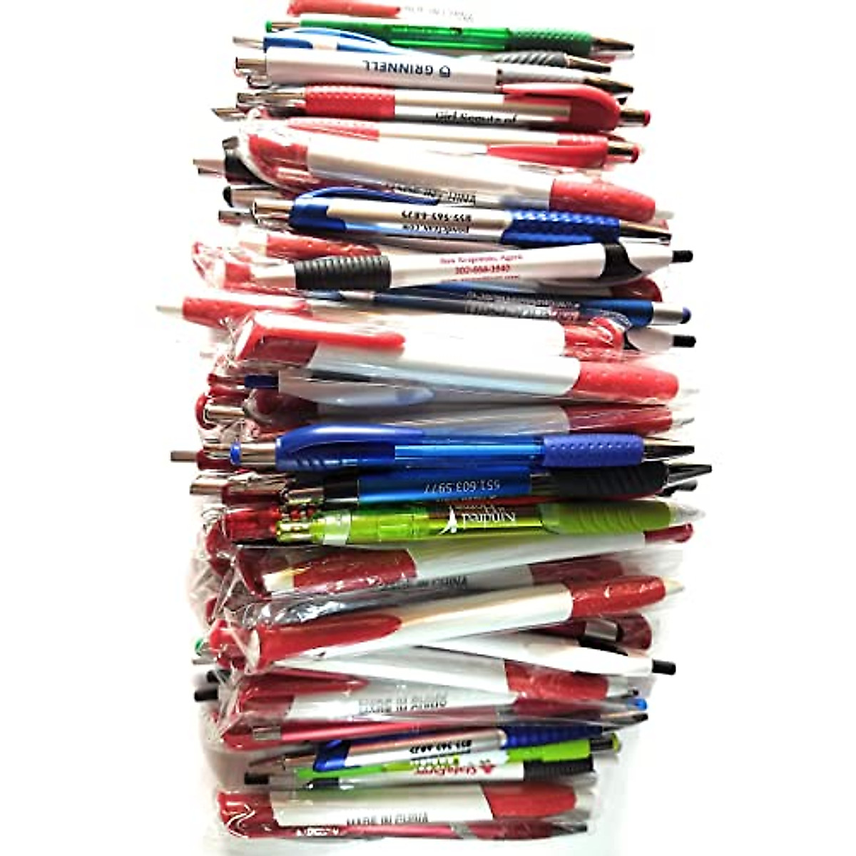 Wholesale Lot of 100 Misprint Ink Pens Ball Point Plastic Retractable Pens Mixed